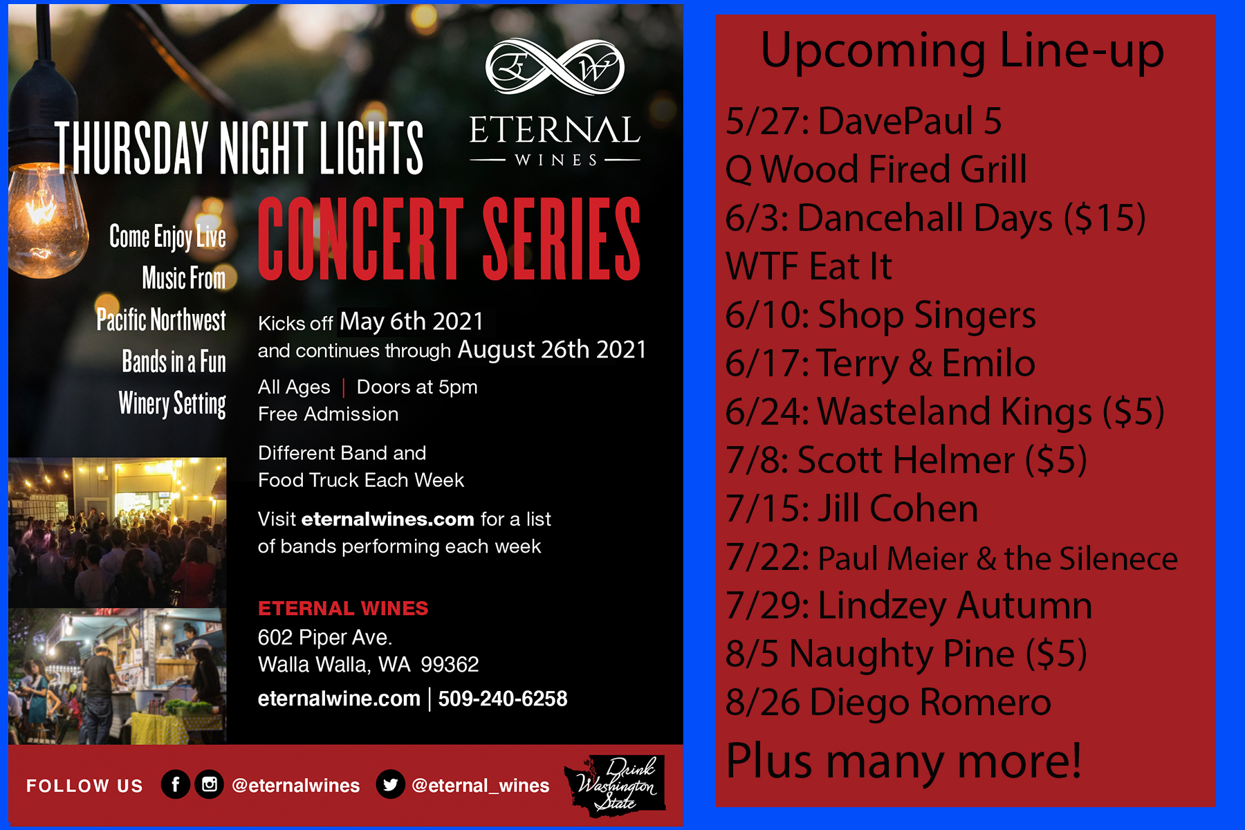 Thursday Night Lights lineup & open 7 days a week - Drink Washington State